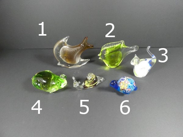 1 Vintage Glass Animal Paperweight - Colored Glass Paperweight - Fish ...