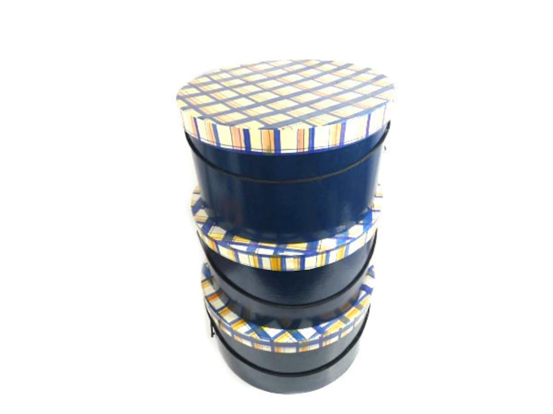 1 Small Medium or Large Vintage Hat Box Vintage Retro Design Dark Blue ...