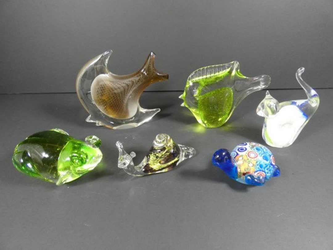 1 Vintage Glass Animal Paperweight - Colored Glass Paperweight - Fish ...