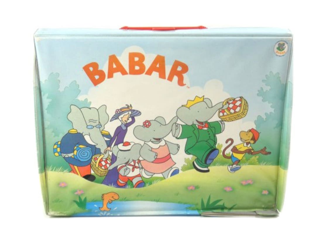 1 Vintage Babar the Elephant Vinyl Briefcase Cassette Case Suitcase ...