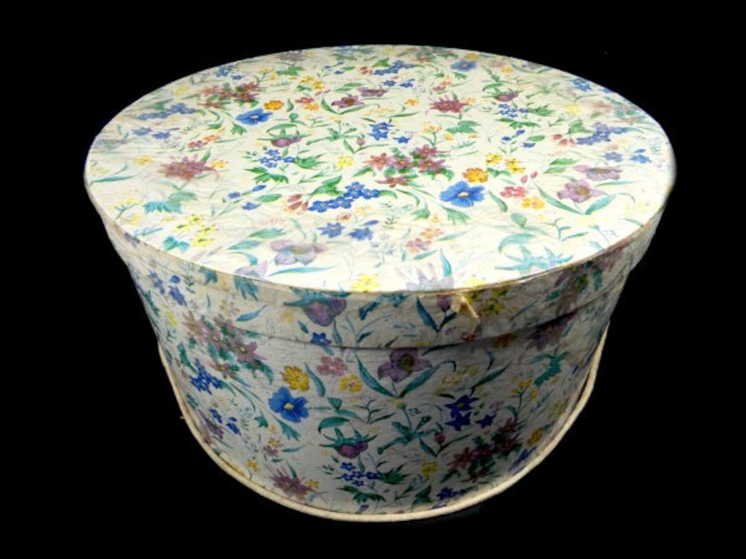 Vintage off White Flower Hat Box Vintage Retro Design Floral Design - Etsy