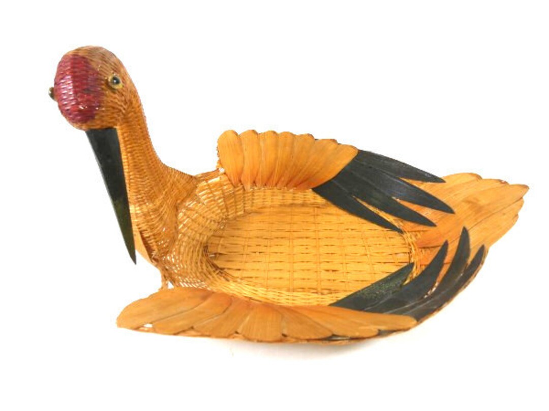 Vintage Pelican Bird Basket Wicker Pelican Basket Vintage Wicker ...