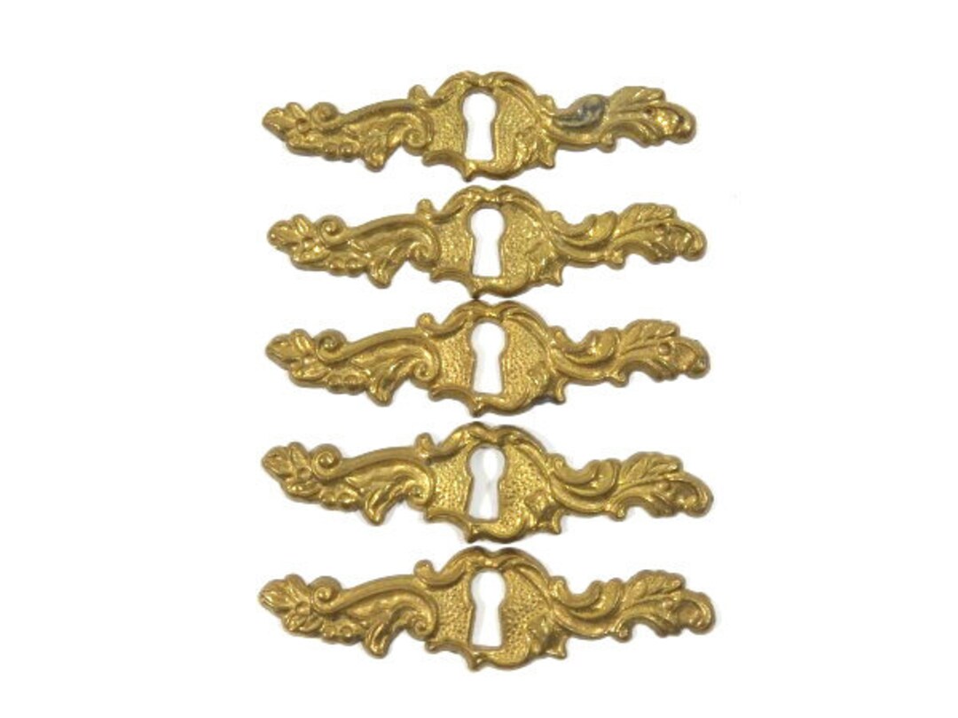 Set of 5 Vintage Brass Key Hole Plates Keyhole Brass Escutcheon Lock ...