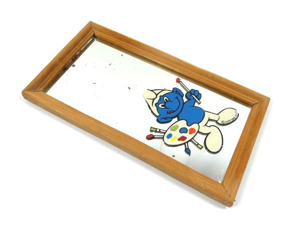 Vintage the Smurfs Mirror Small Smurf Mirror Painting Smurf | Etsy