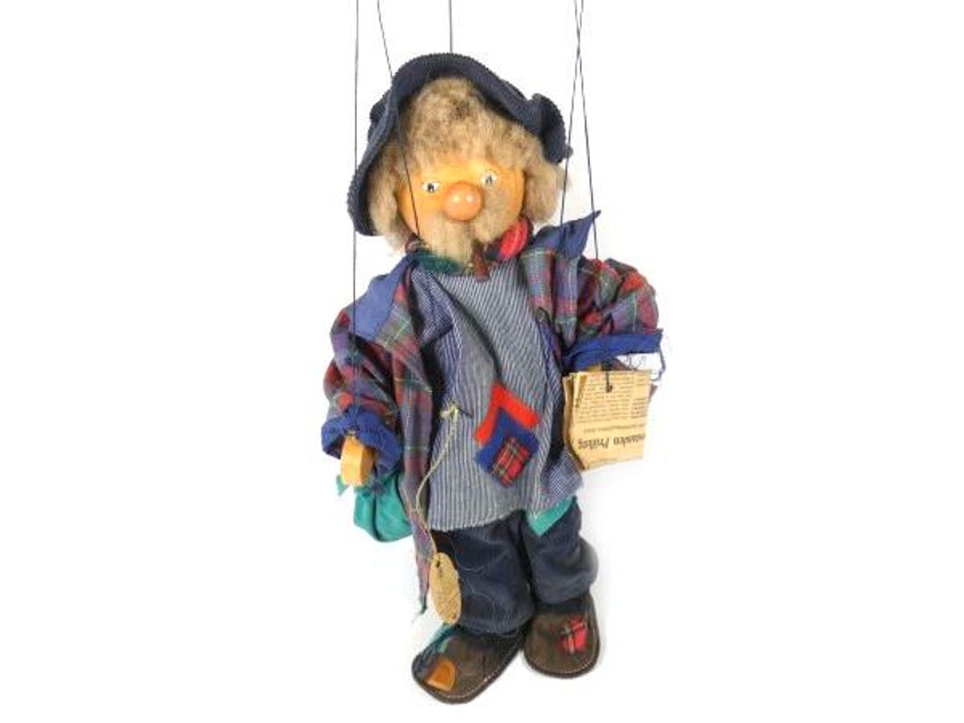 Vintage Handmade Marionette Doll Hobo Puppet Old Puppet Collectible ...