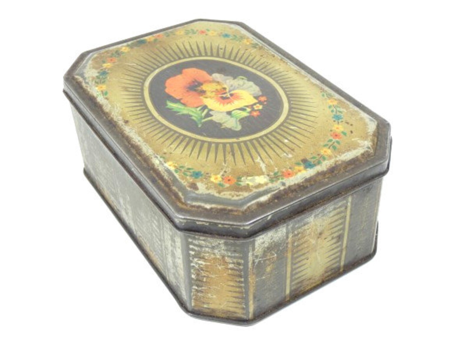 Vintage Viola Flower Tin Canister Beautiful Old Flower Tin Box - Etsy