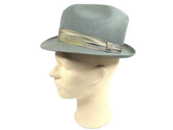 Vintage Gray Synthetic Hat Dutch Design Fedora Hat Summer Hat | Etsy