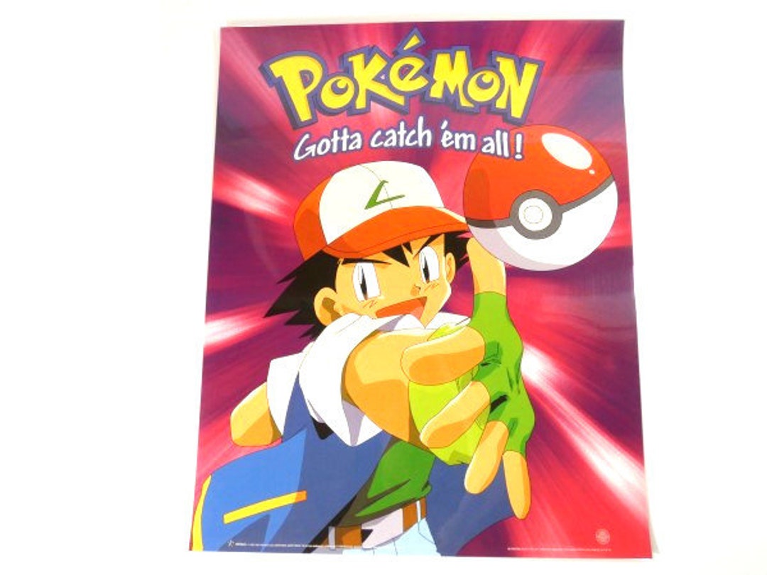 1 Big Vintage Ash Poster Pokémon Laminated Poster 1999 Pokemon - Etsy