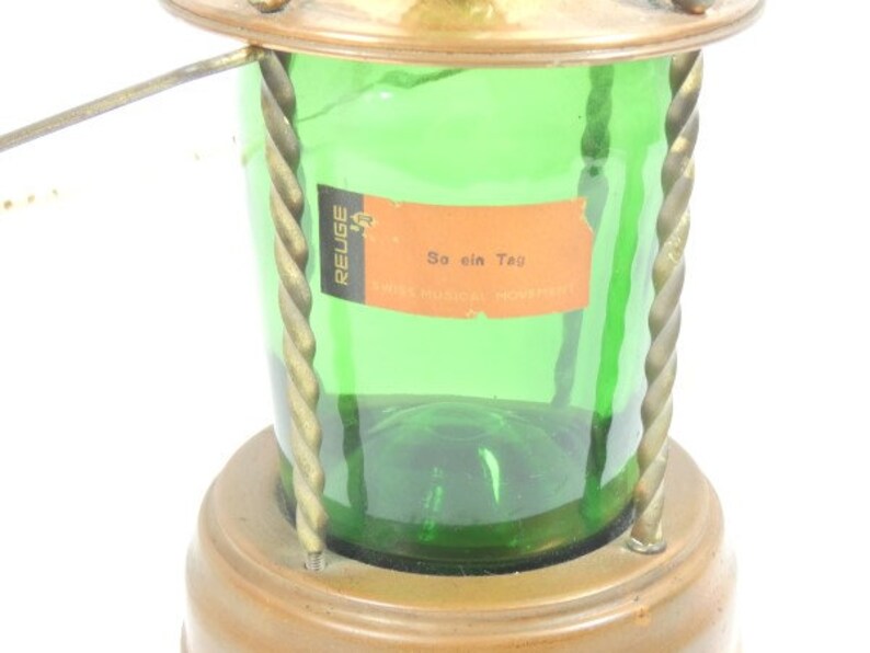 Vintage Green Glass Lantern Music Box Swiss Music Player | Etsy