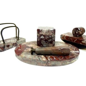 Vintage Red Brown Marble Inkwell Letter Stand Desk Set Writing Set - Etsy