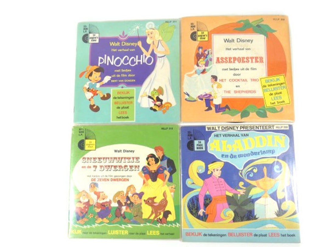 1 Disney Book and Vinyl Record Pinocchio Aladdin Cinderella or - Etsy