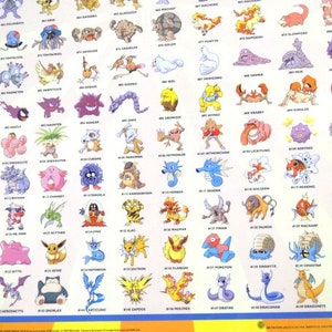 1 Big Vintage Grid Poster Pokémon Laminated Poster 1999 Pokemon - Etsy