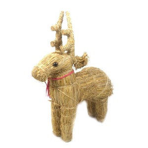 Big Vintage Straw Deer Handmade Christmas Decoration Scandinavian ...