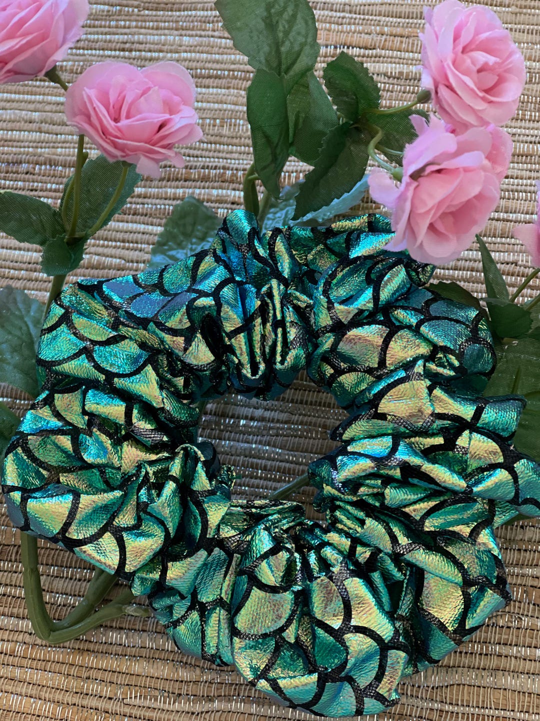 Mermaid Irridescent Holographic Scrunchie Iridescent Large Foil-like ...