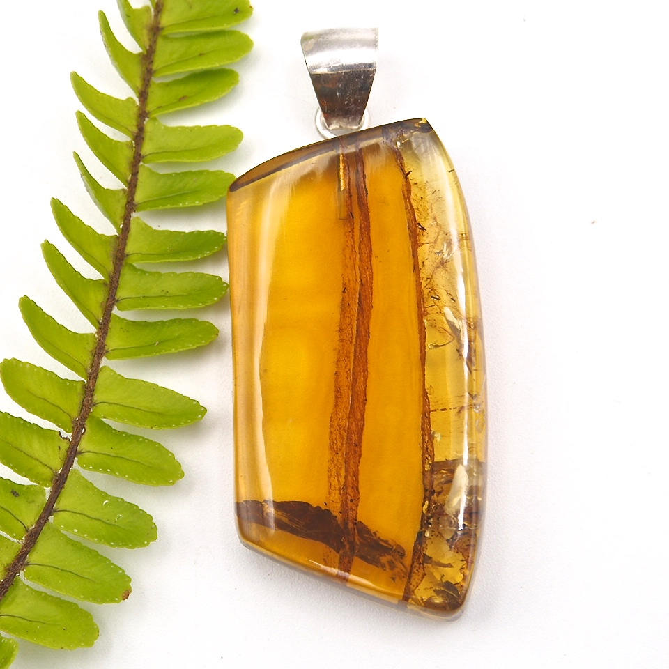 Colgante de corte de ámbar mexicano con plata Bail Medium | Etsy
