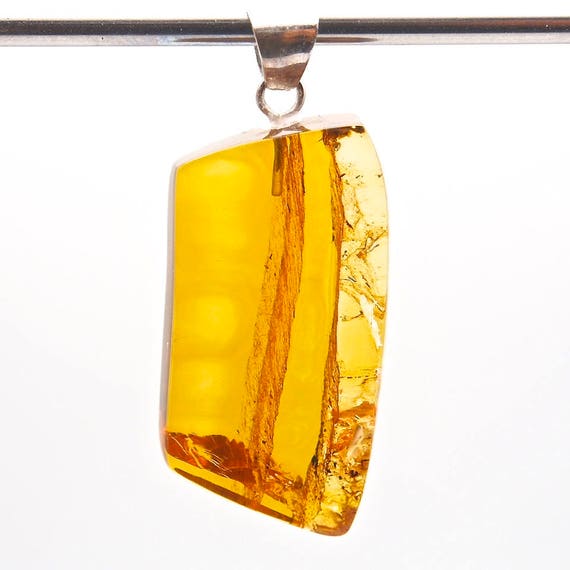 Colgante de corte de ámbar mexicano con plata Bail Medium | Etsy