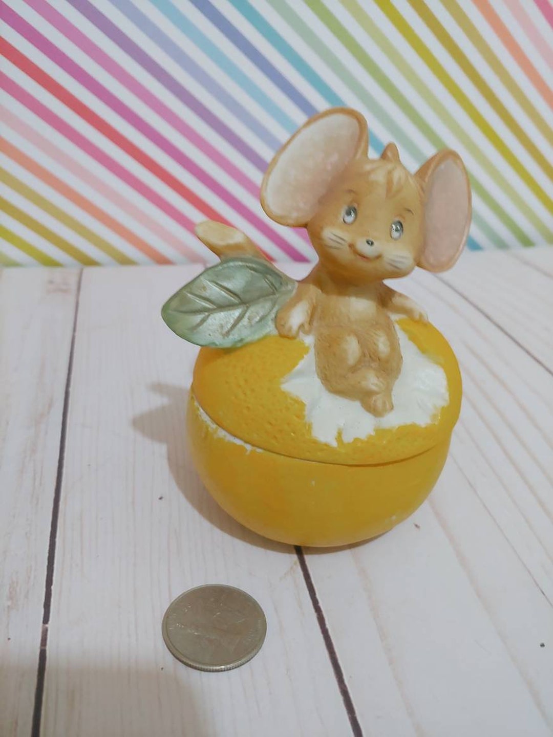 Small Vintage 1960s Ceramic Mouse on Orange Knick Knack Container - Etsy