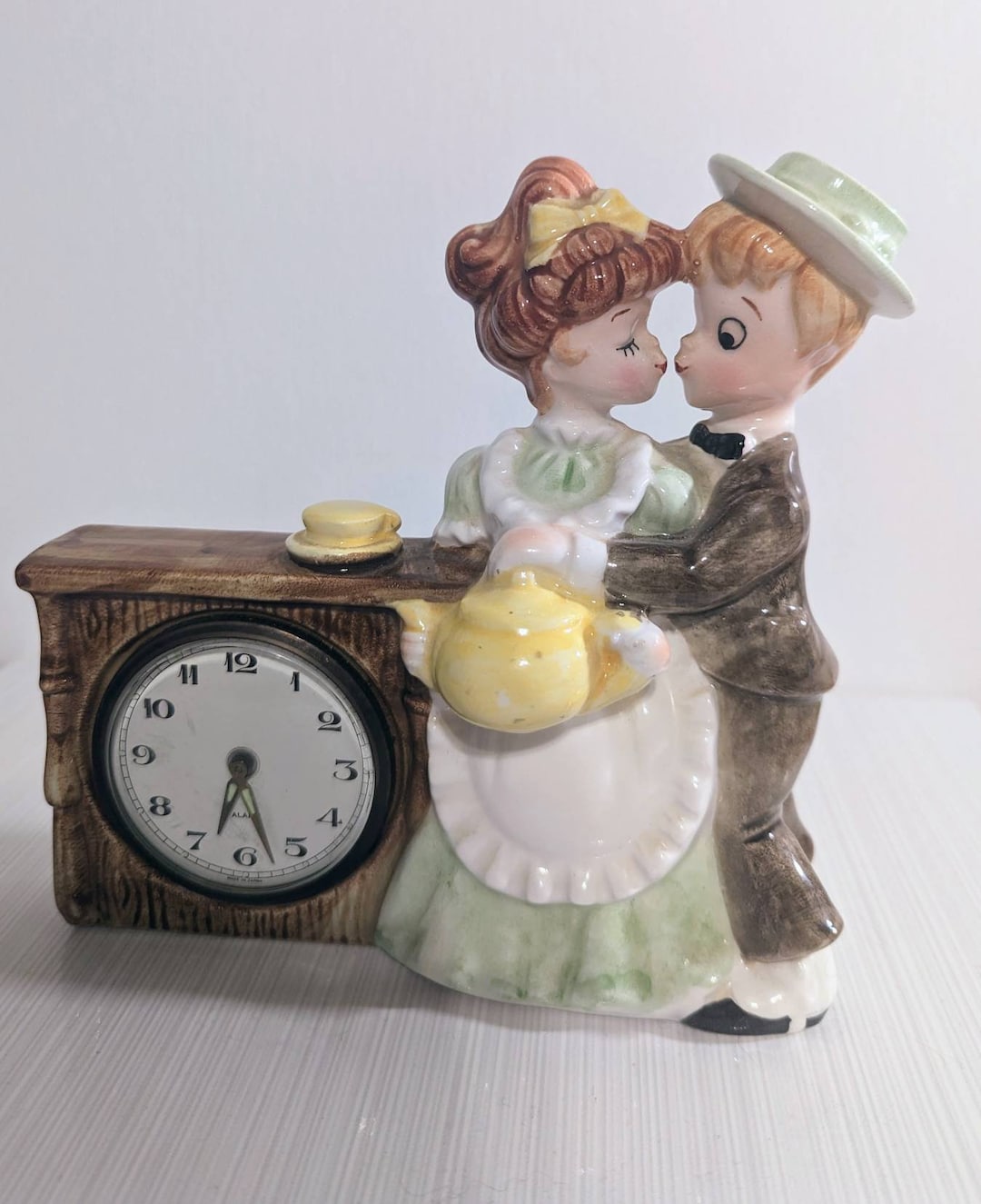 Vintage Ceramic Clock Featuring Young Well Dressed Couple (clock Broken ...