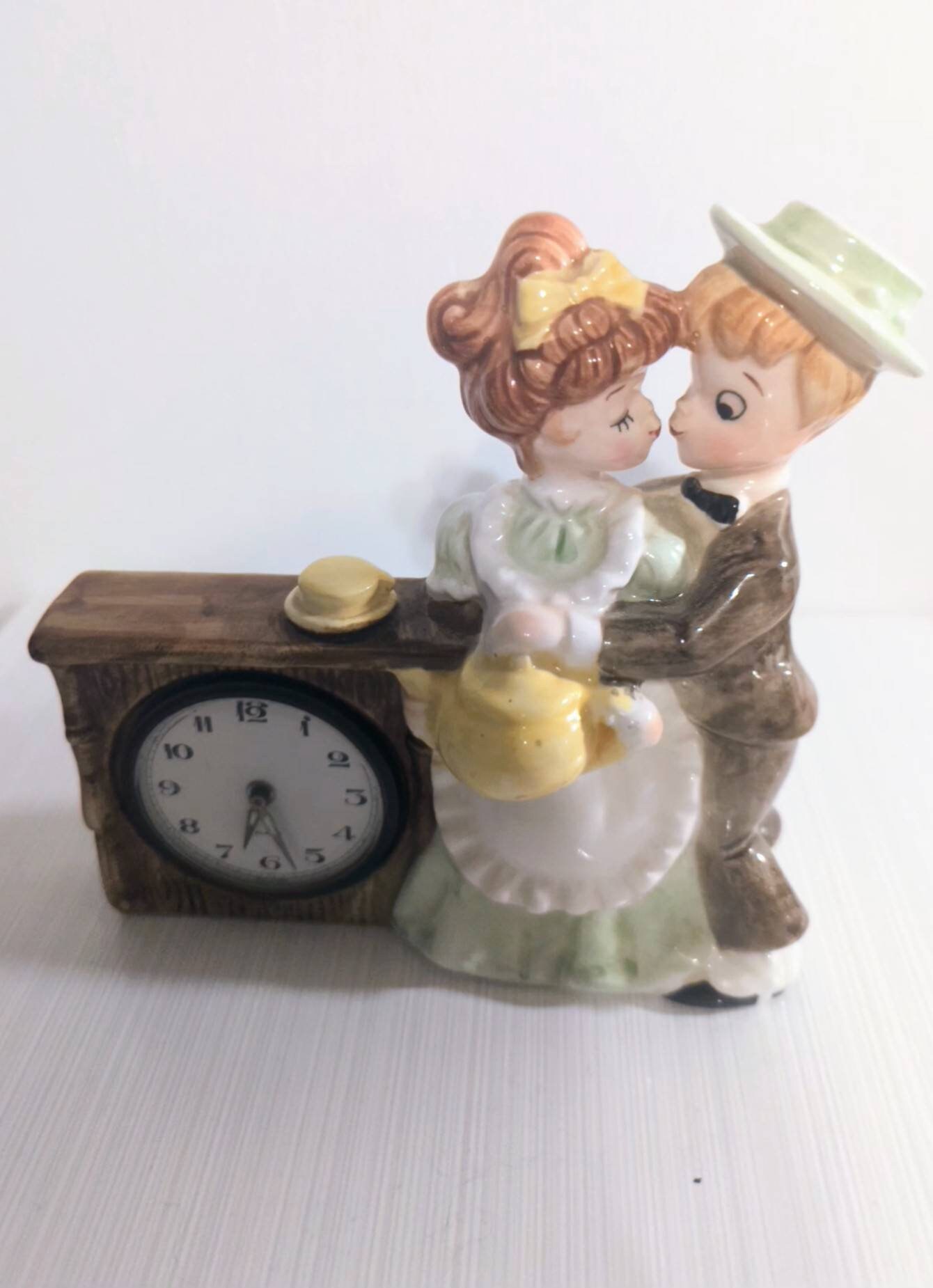 Vintage Ceramic Clock Featuring Young Well Dressed Couple (clock Broken ...