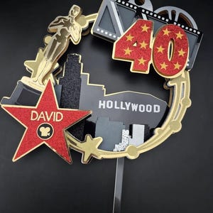 Personalized Hollywood Movie Theme Cake Topper - Custom Name, Age ...