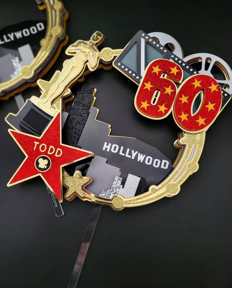 Personalized Hollywood Movie Theme Cake Topper - Custom Name, Age ...