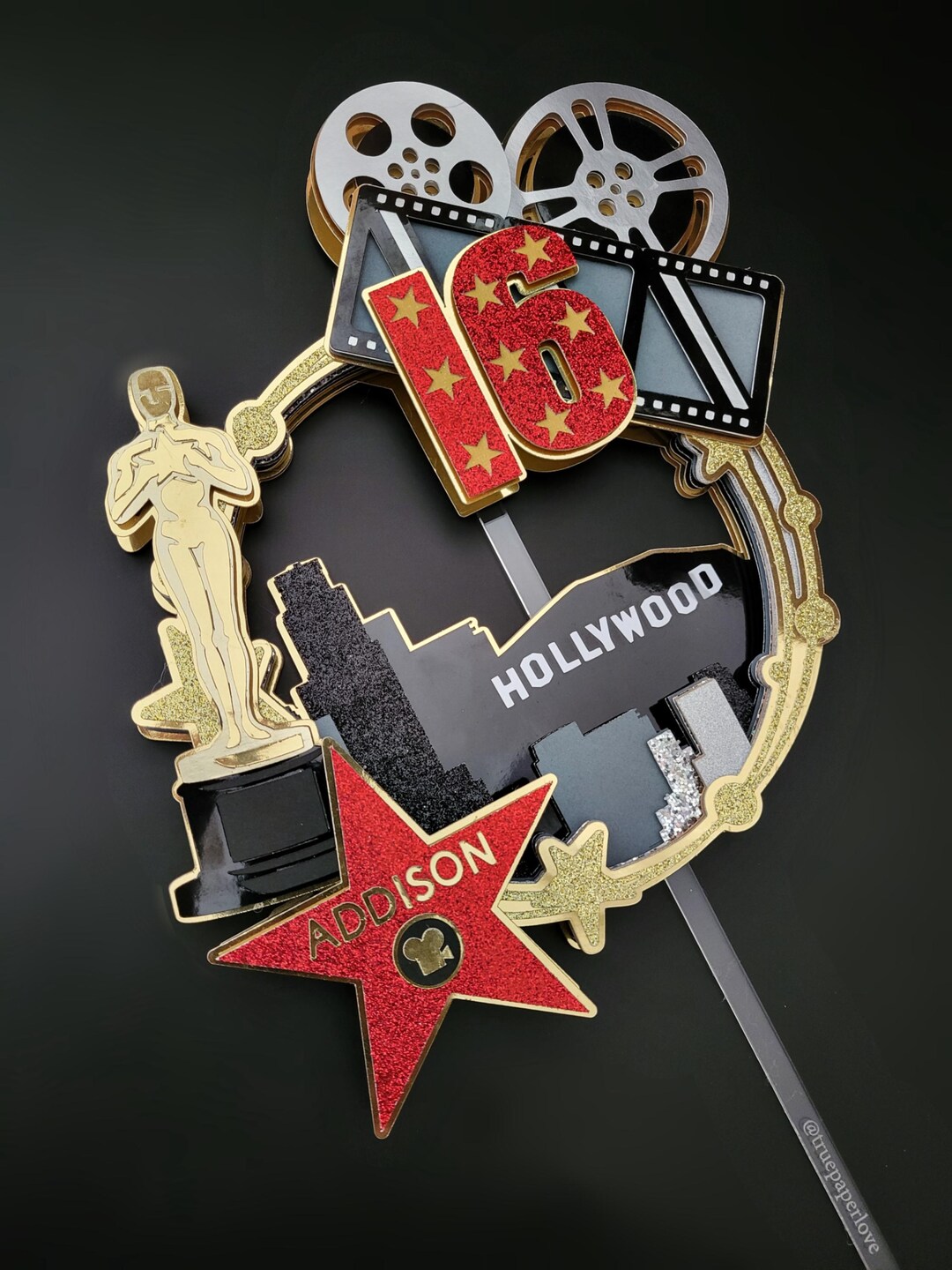 Personalized Hollywood Movie Theme Cake Topper - Custom Name, Age ...