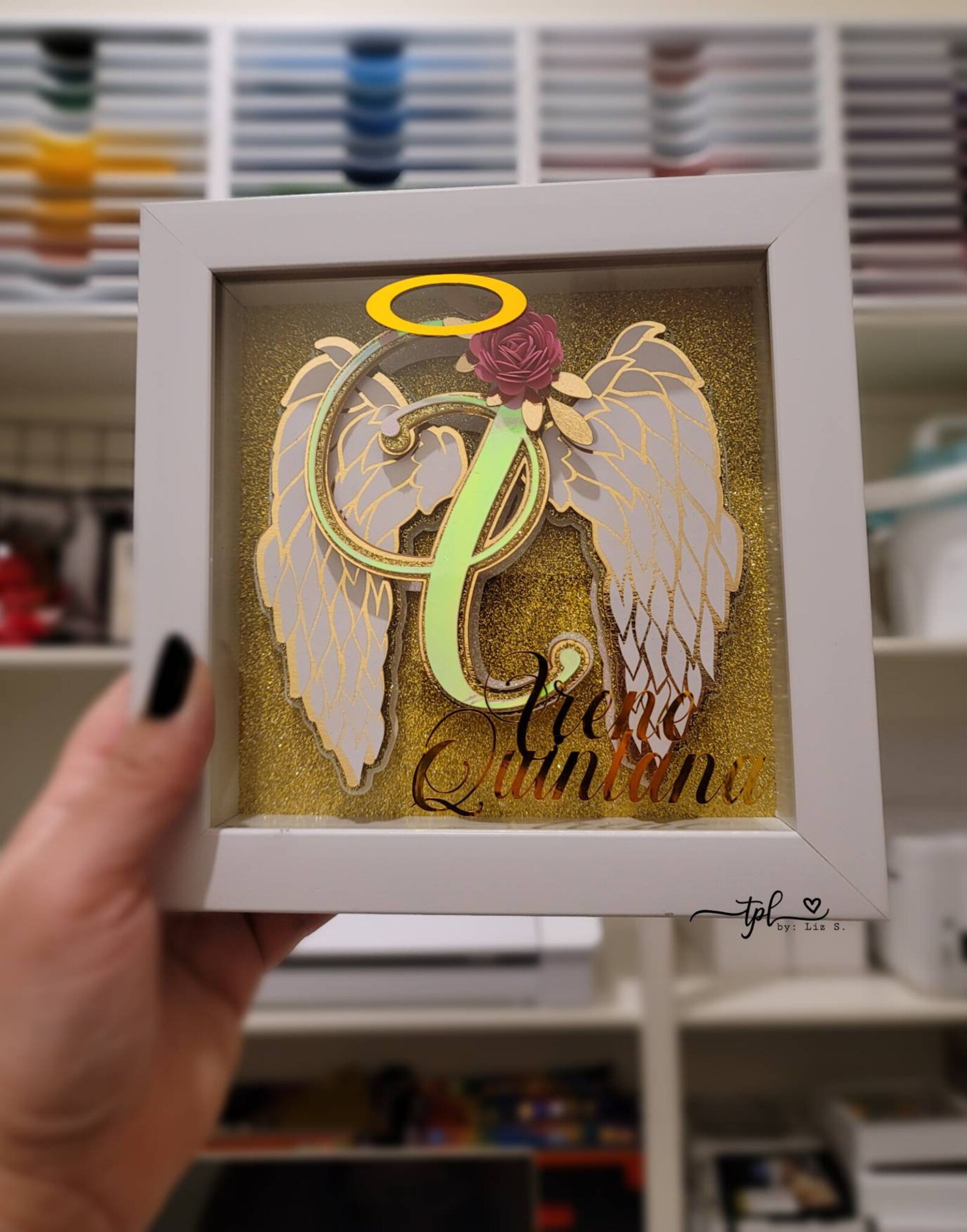 Angel Wing Initial Shadowbox (6×6) - Etsy