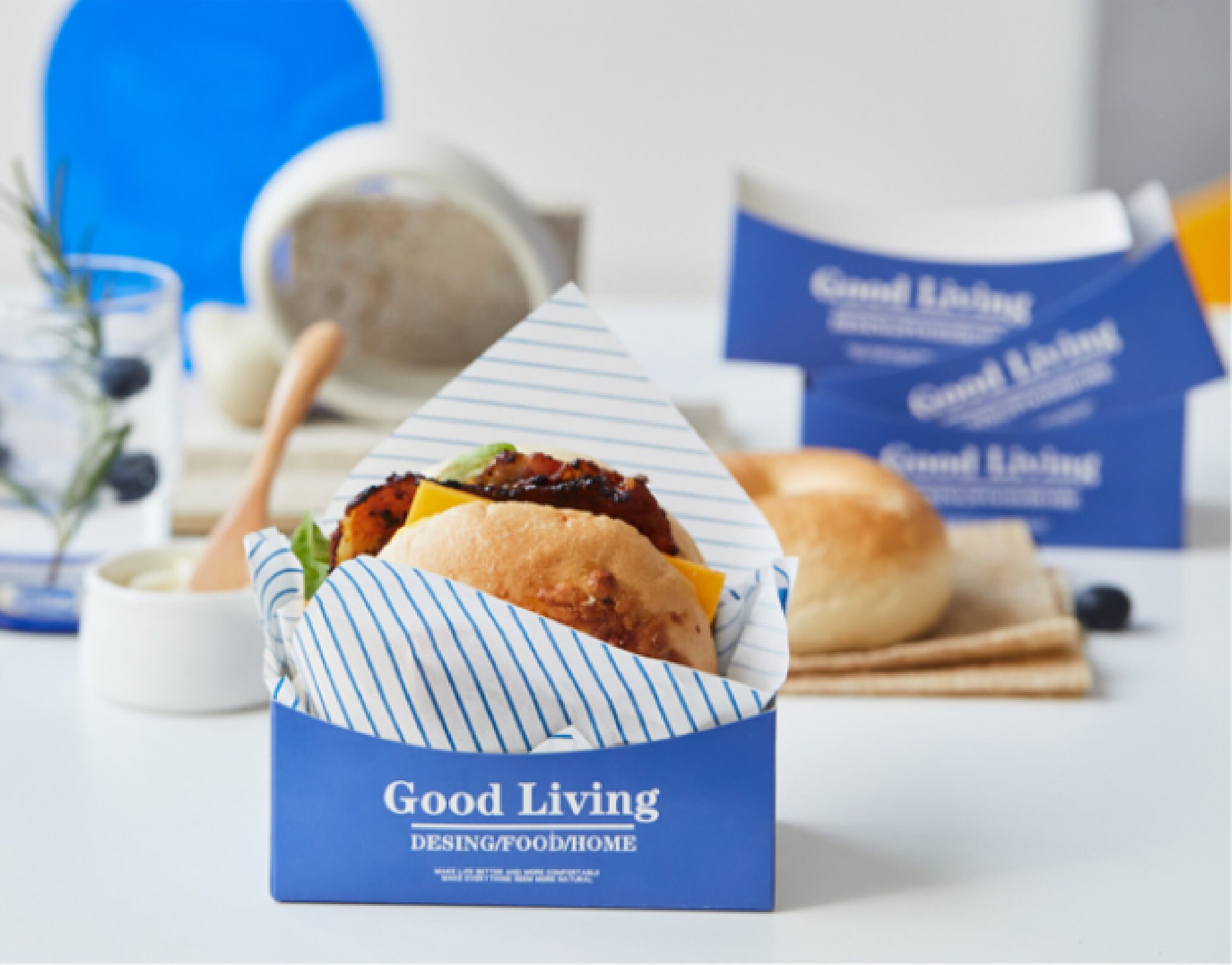 50 pcs blue Hamburger / Sandwich package boxes paper trays | Etsy