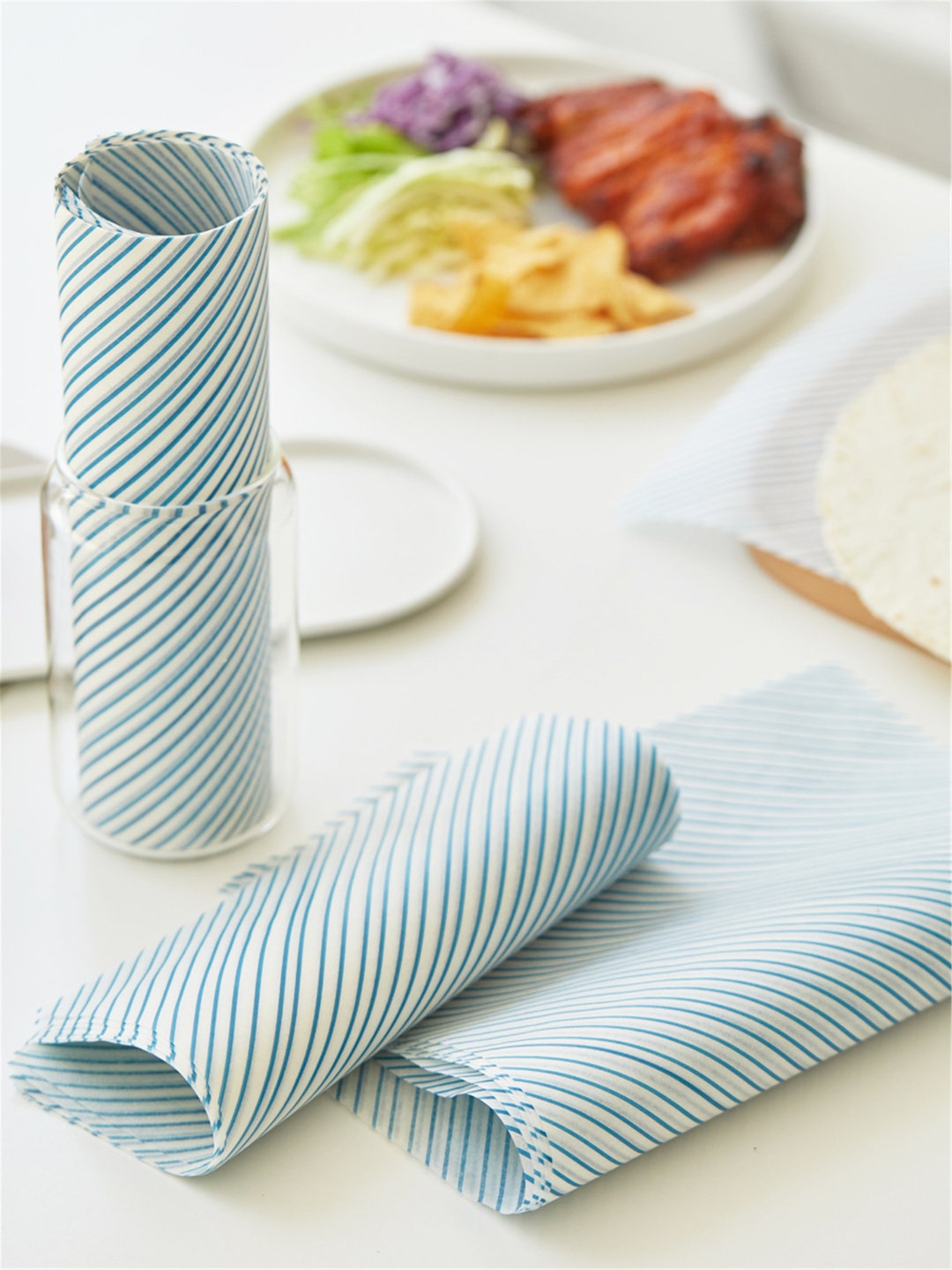 45 Sheet Blue Stripe Food Wrapping Paper,nougat Soap Cake Wax Paper ...