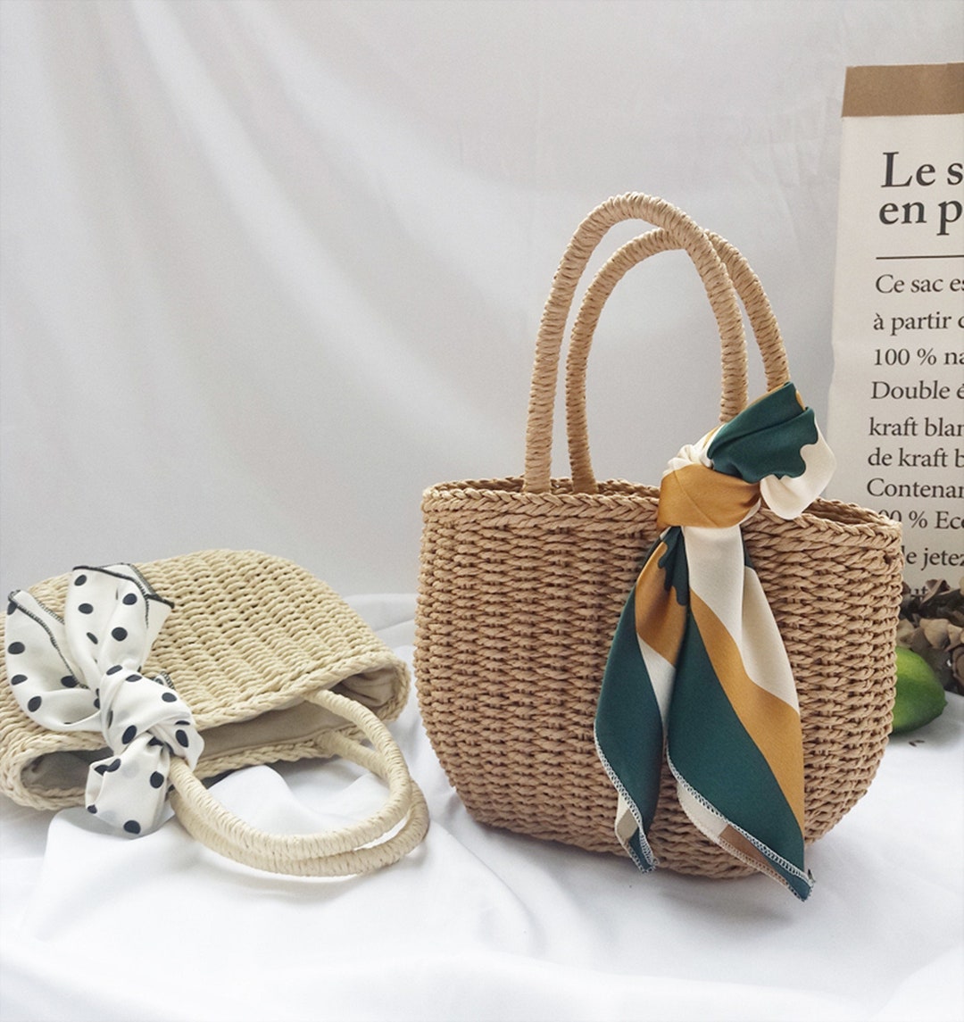 Hand-made Straw Bag Women Beach Woven Bags for Summer Travel Handbags ...