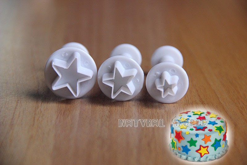 Set of 3 mini star cookie cutter fondant Decorating | Etsy