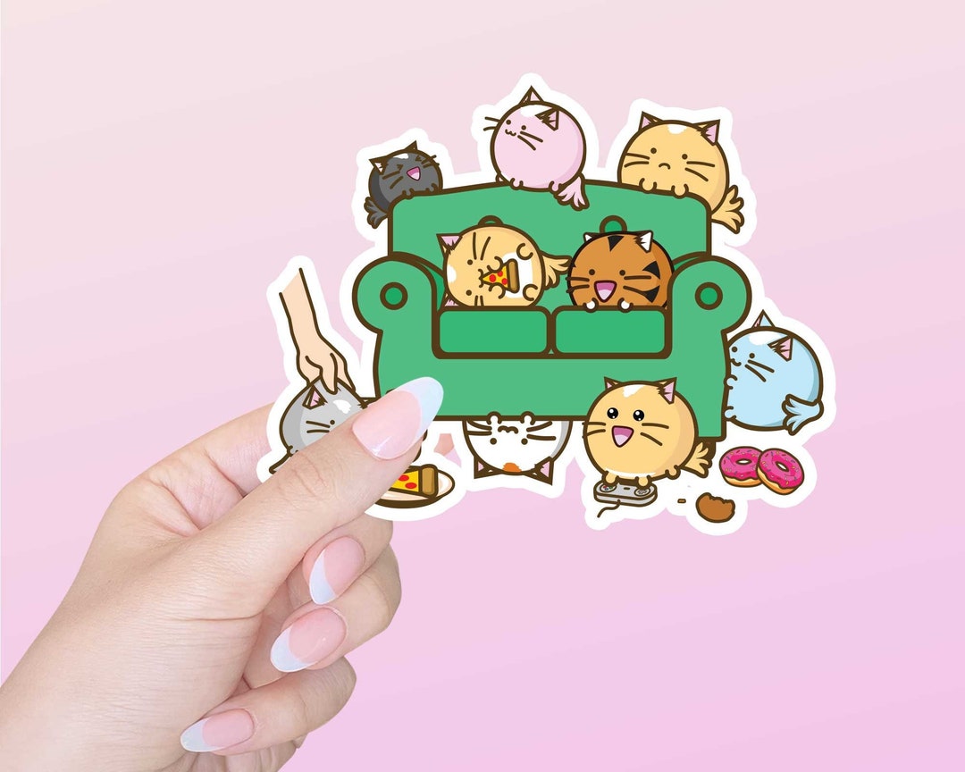 Cat Lady Sofa Die Cut Vinyl Sticker, Decal, Cute Stickers, Kawaii ...