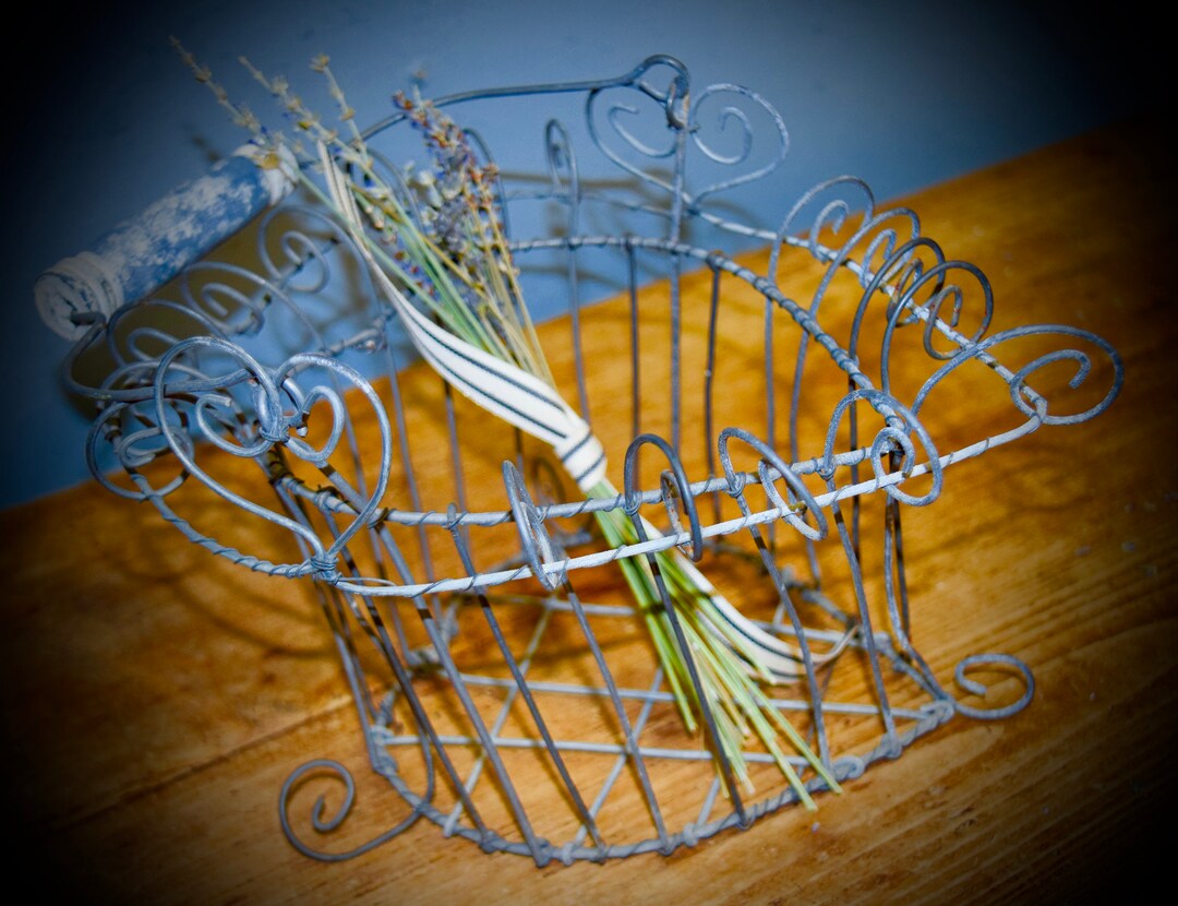 Vintage Heart Shaped Wire Basket With Handle Sku: C433 - Etsy