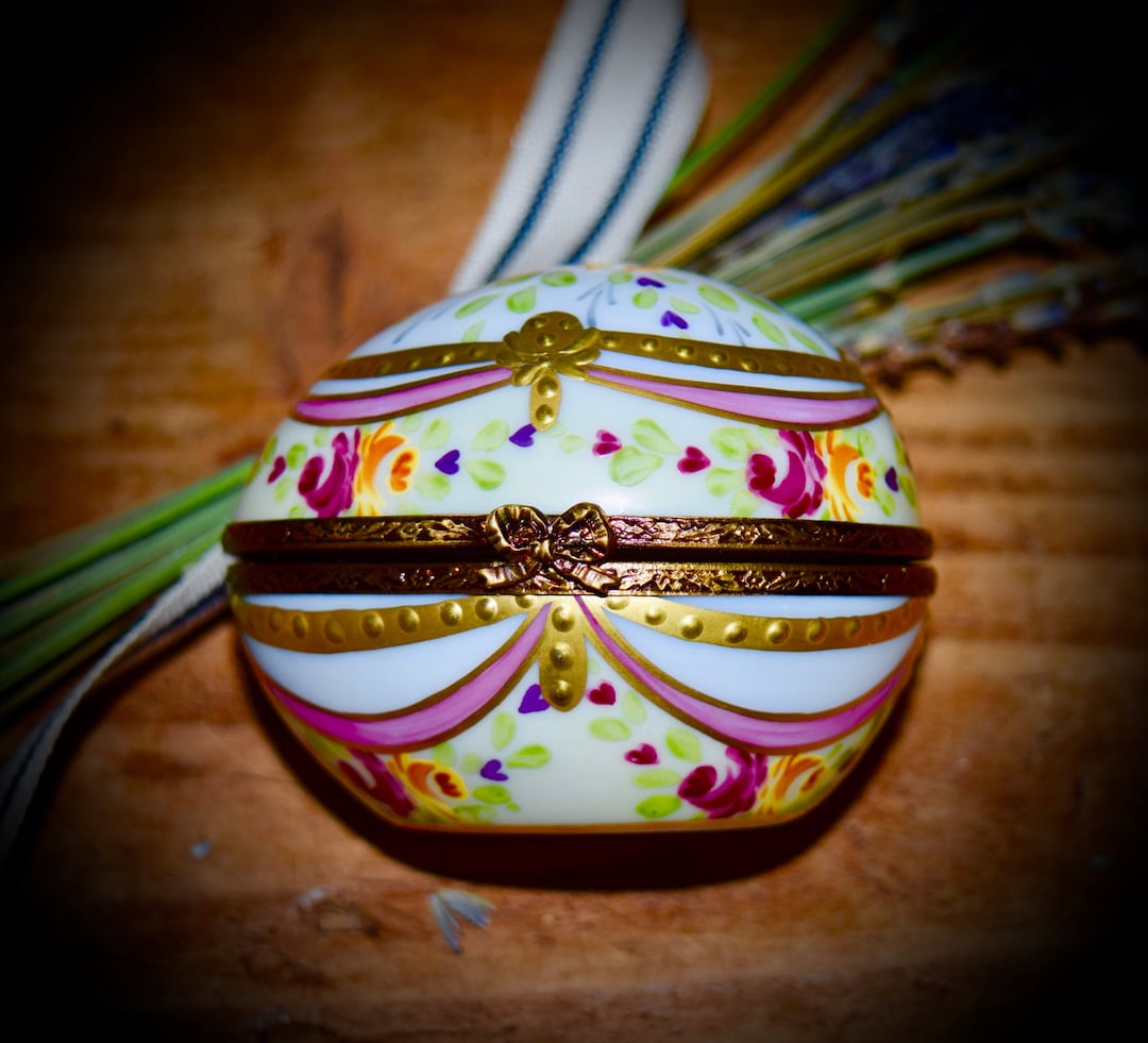 French Limoges Box Egg With Gold Leaf. Sku: L304 - Etsy