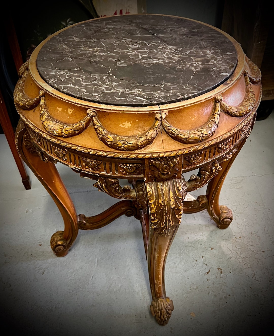 French Antique End Table With Original Marble Top C.1800's Sku: F002 - Etsy