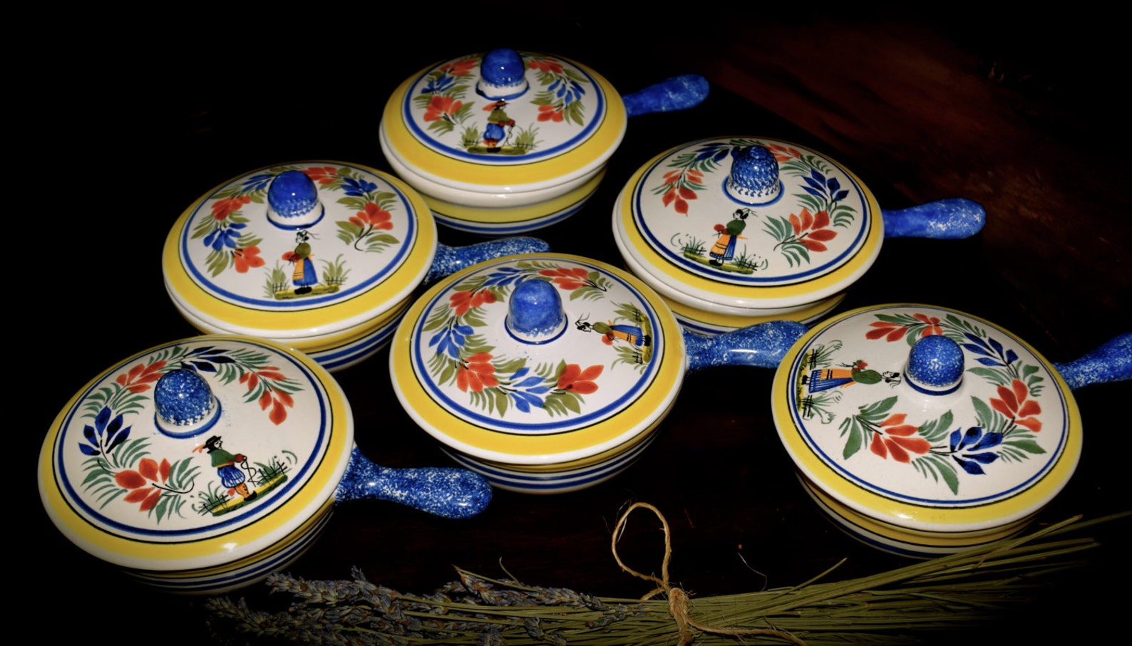 Henriot Quimper Faience Individual Covered Casserole/soup Dish Sku ...