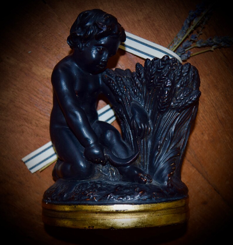 A Pair of Italian Antique Borghese Renaissance Statue of Cherub Book ...