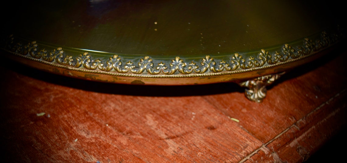 Victorian Brass Edge Trim Plateau Vanity Perfume Beveled | Etsy