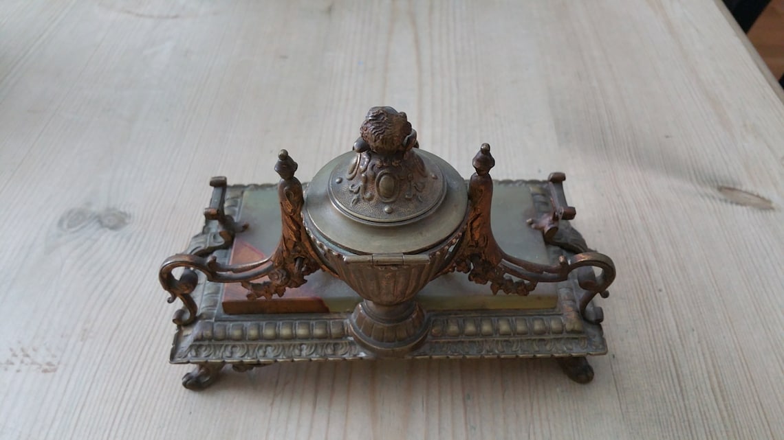 French Bronzed 19th Century Inkwell Sku: C009 - Etsy