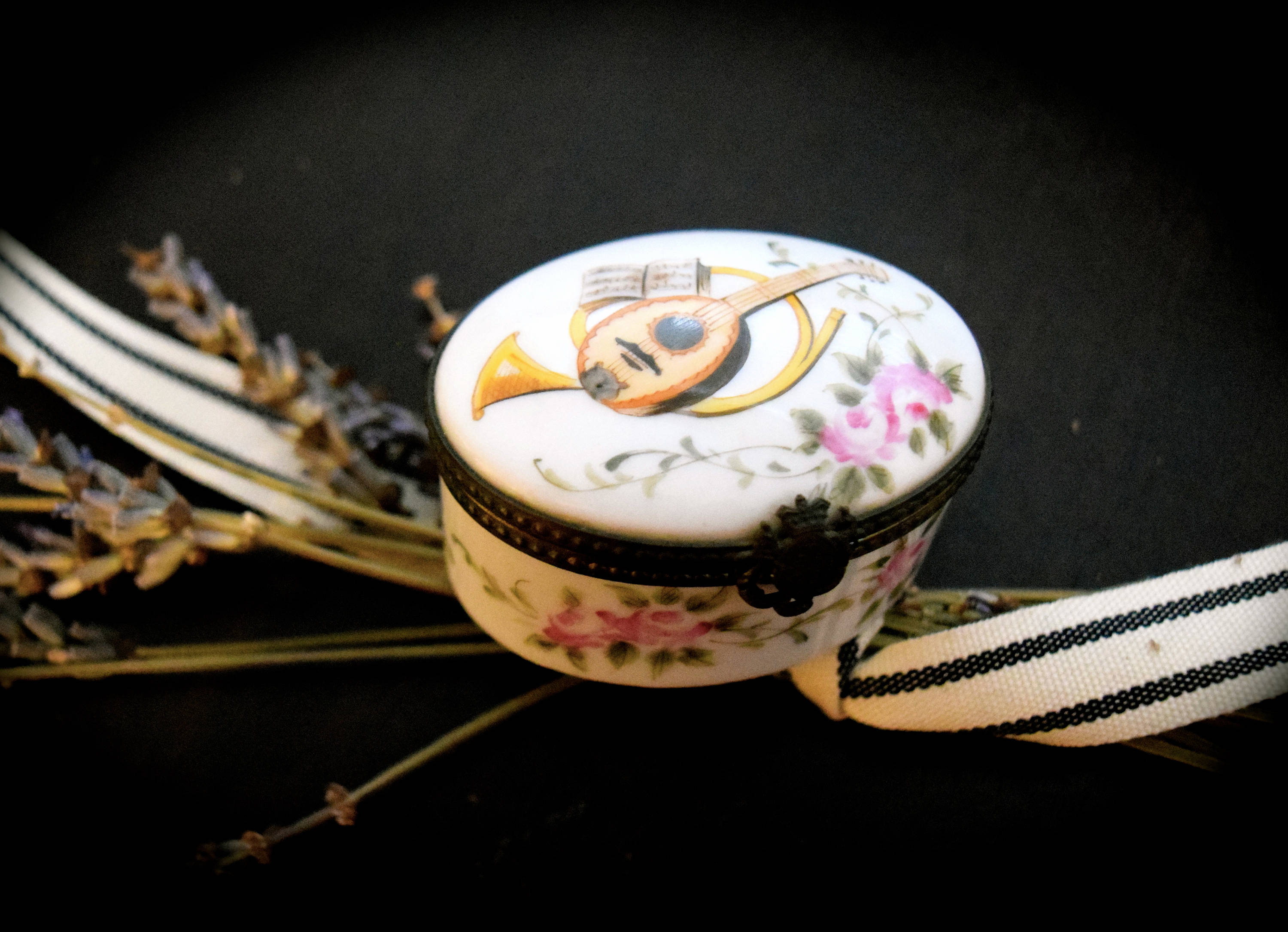 Vintage French Limoges Box With Guitar and Horn Sku: L267 - Etsy