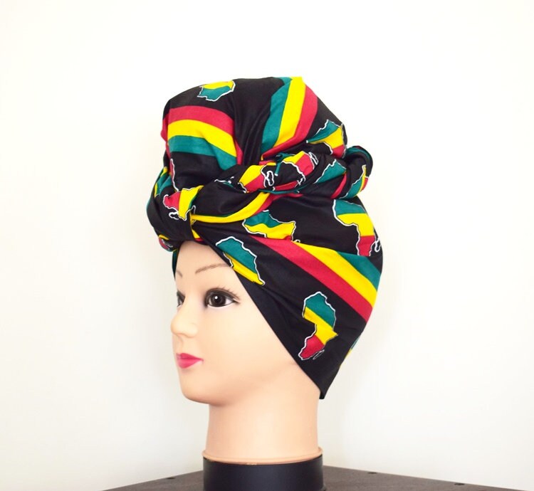 Bongo Natty Africa Map Ankara Head Wrap DIY Head Tie Stylish | Etsy