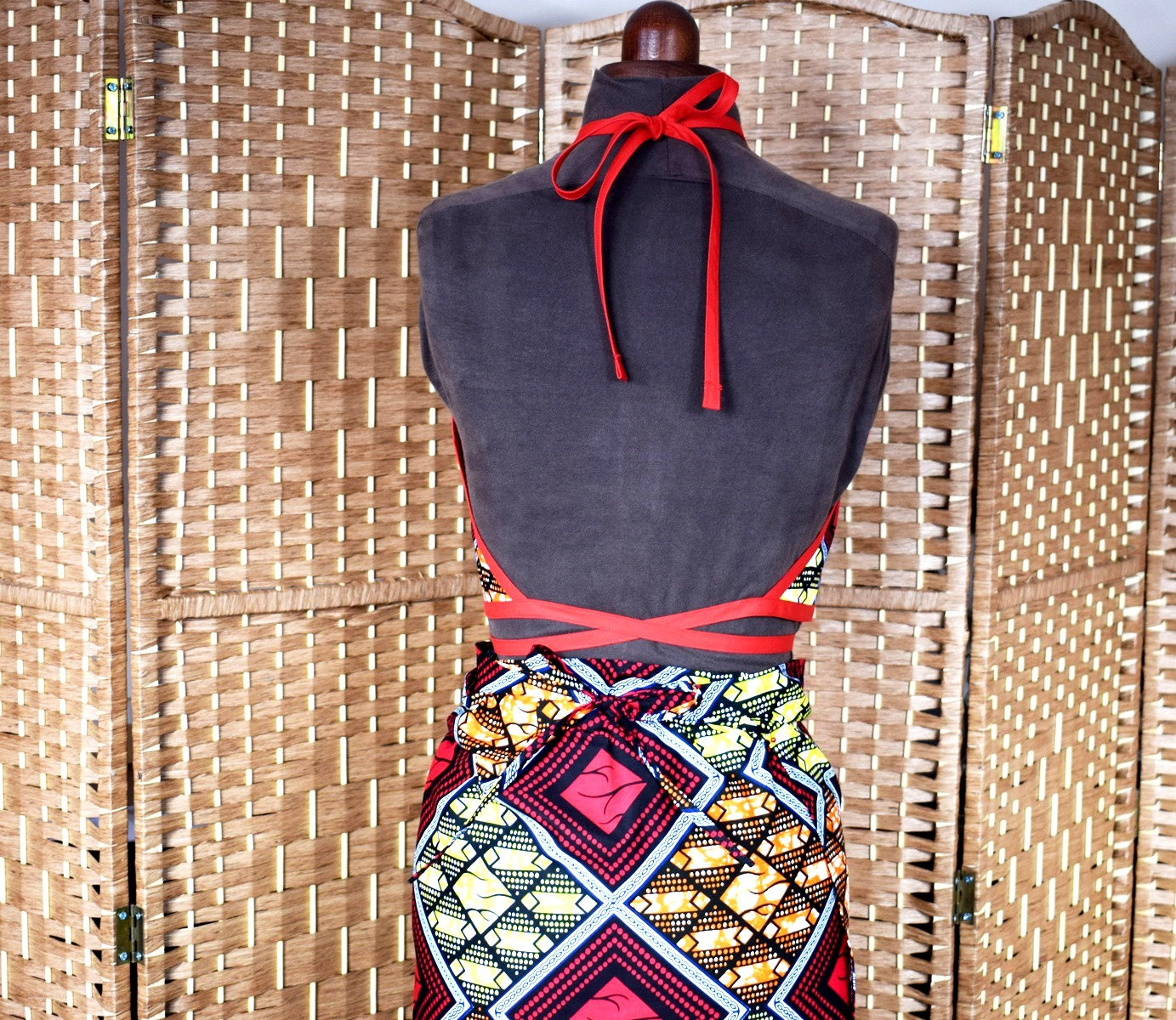 Red Diamond Ankara Wrappa and Halter Top, African Wax Lapa/wrappa ...