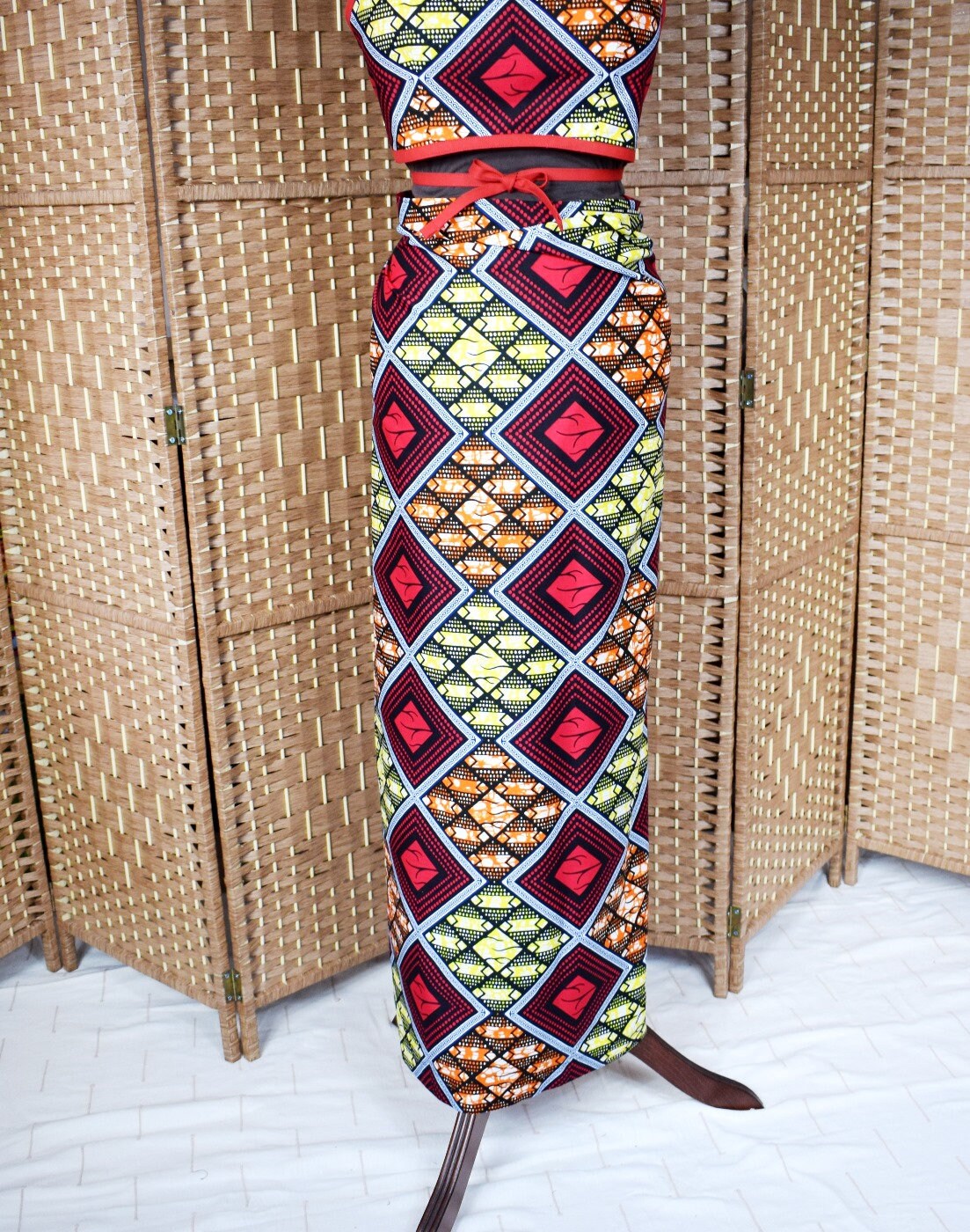 Red Diamond Ankara Wrappa and Halter Top, African Wax Lapa/wrappa ...