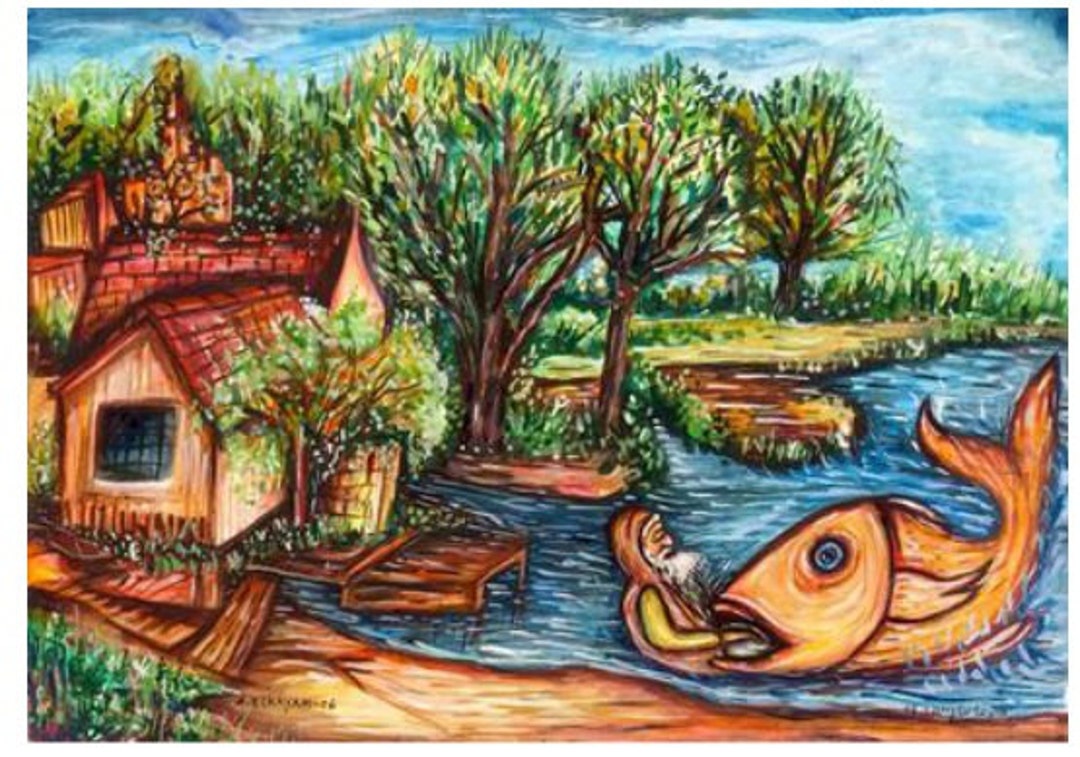 Yyona Fish Belly Watercolor Painting – Judaica Art, 20" X 17 - Etsy