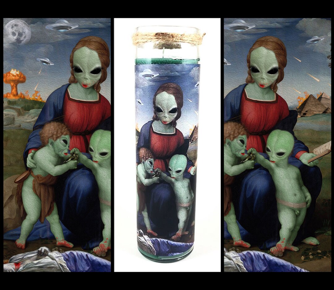 Alien UFO Oil Painting Prayer Candle Free Shipping US - Etsy