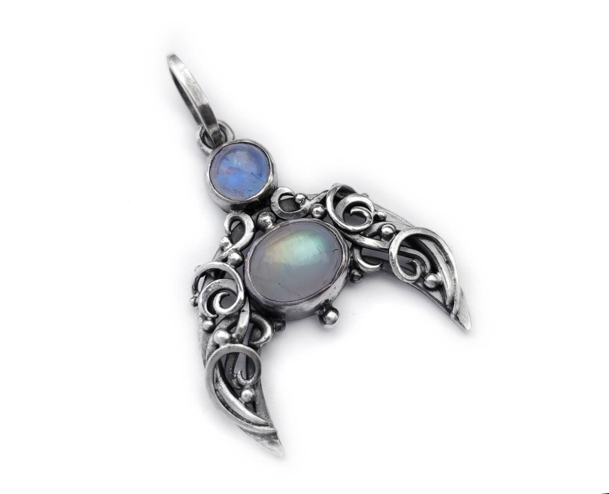 Wire Wrapped Crescent Moon Moonstone Pendant Wire Wrapped - Etsy