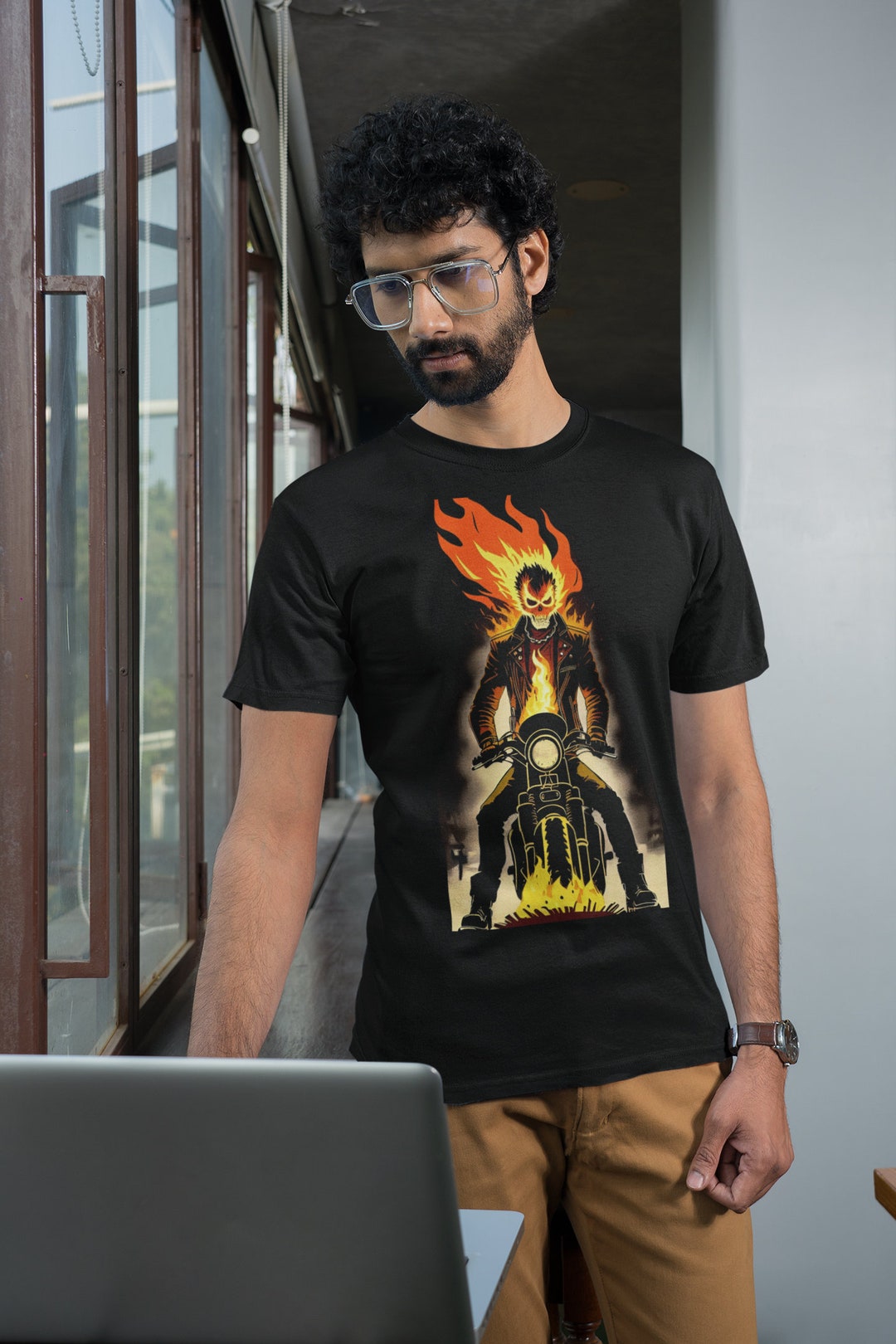 Ghost Rider Flaming T-shirt Biker Tee Unisex Heavy Cotton Tee - Etsy