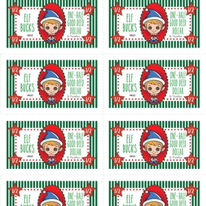 Christmas Elf Chore List & Reward Instant Download Earn Elf Bucks ...
