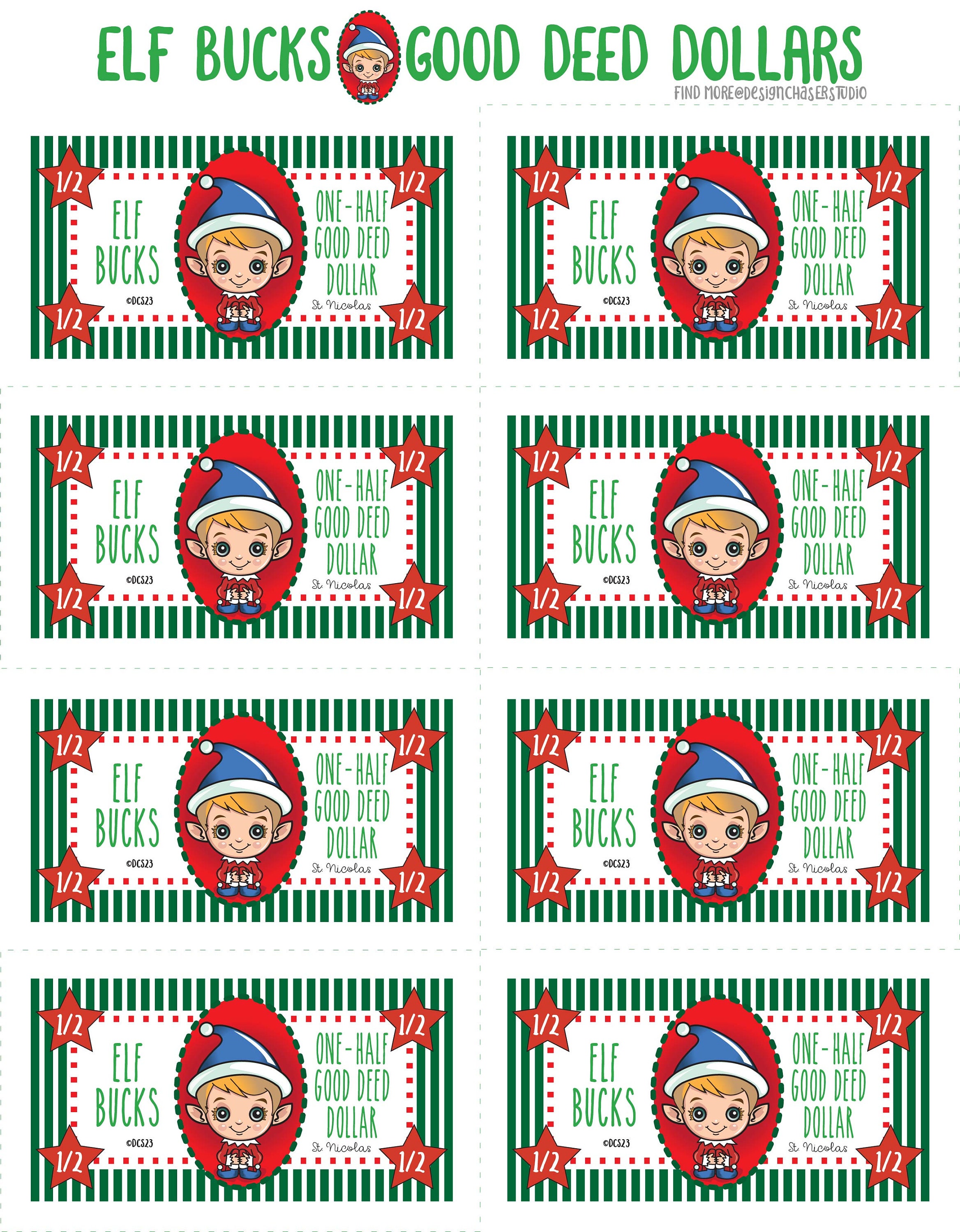 Christmas Elf Chore List & Reward Instant Download Earn Elf Bucks ...