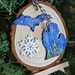 Hand Painted Michigan Northern Lights Wood Ornament Original With ...